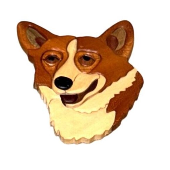 Charles Cobb | Art | Welsh Corgi Dog Hand Carved Intarsia Wood Wall ...